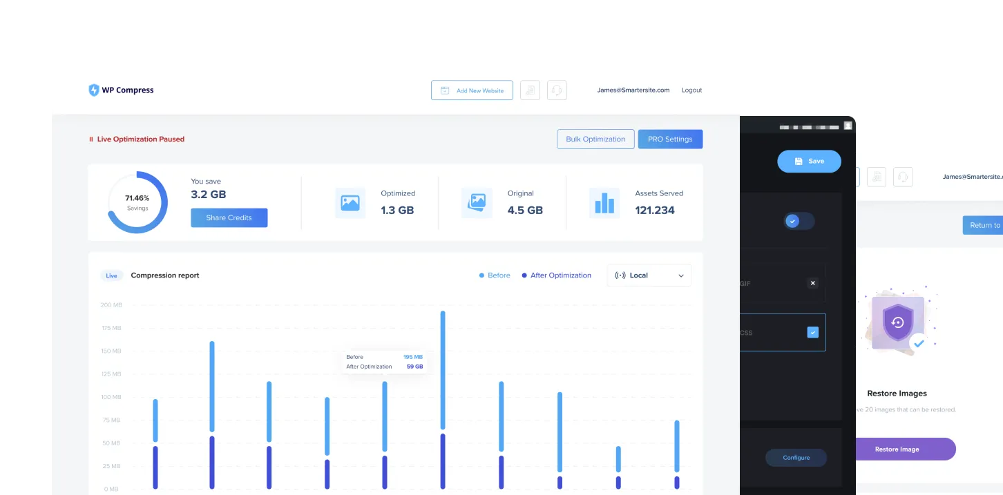 demo images screens - WP Compress
